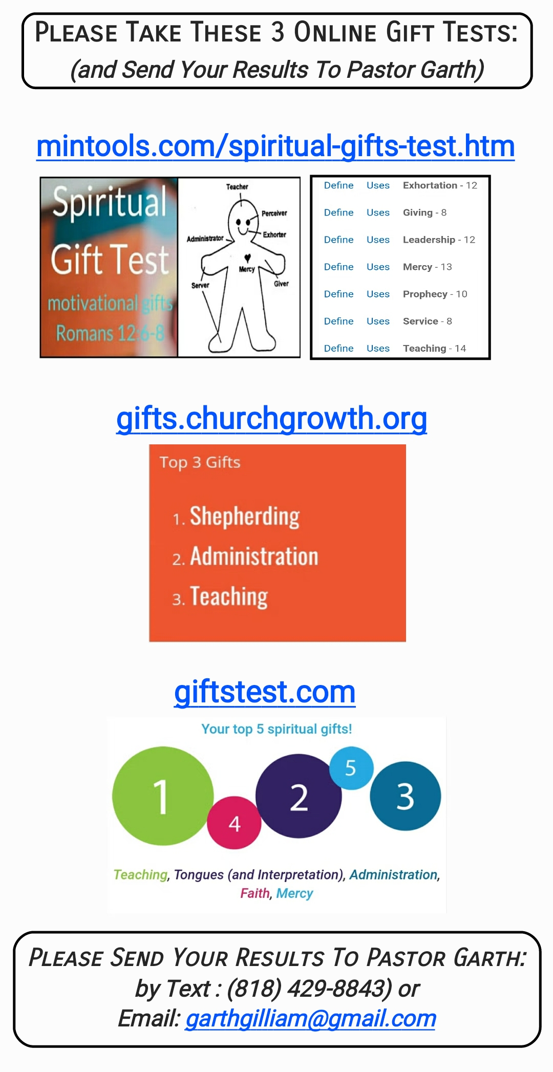 SPIRITUAL GIFTS TESTS – SHERMAN OAKS UMC